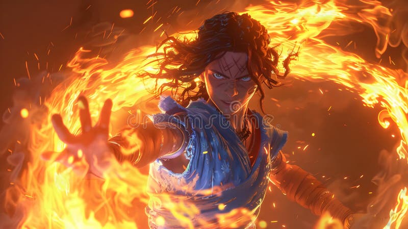 Fiery Warrior 3D Illustration Stock Illustration - Illustration of ...