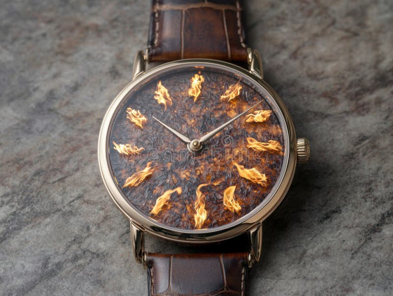 Fiery Watch Face with Flames Stock Illustration - Illustration of ...