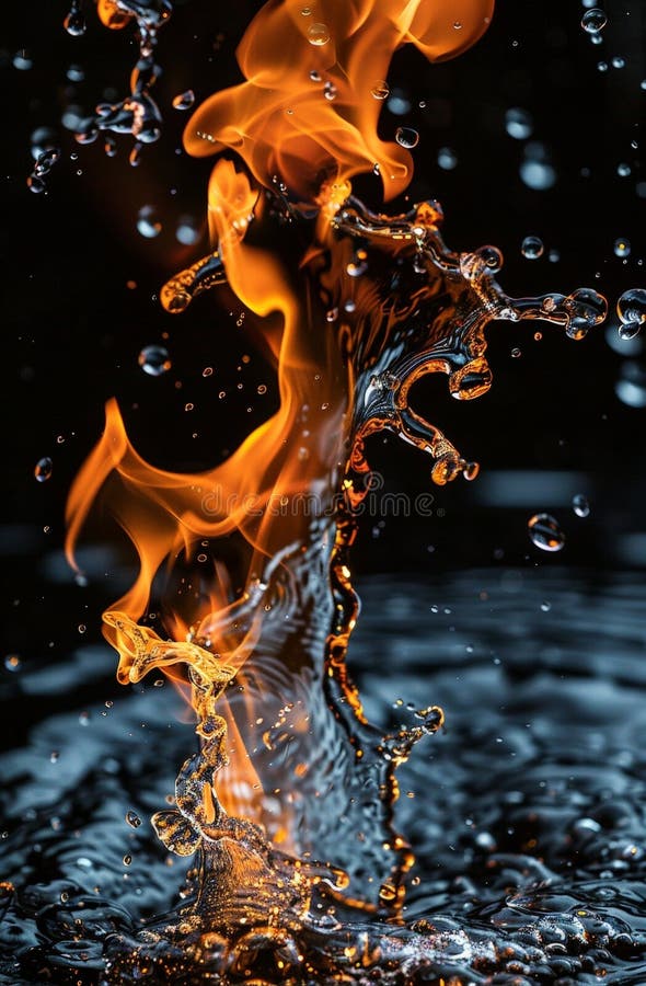 Fiery Water Splash with Bubbles Stock Illustration - Illustration of ...