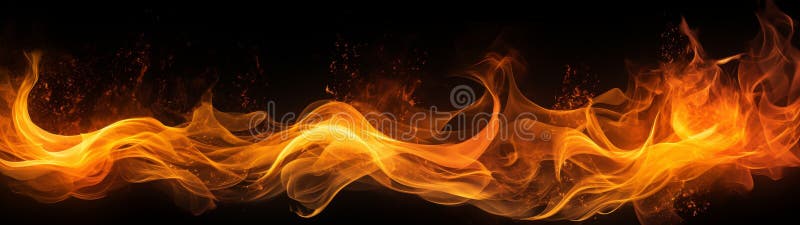 Fiery Waves of Flame on a Black Background Stock Illustration ...