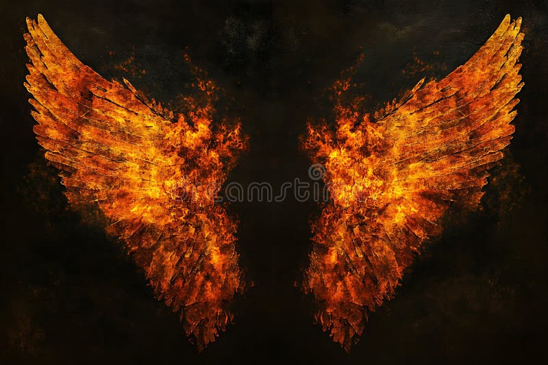 Fiery Wings Abstract Illustration, Burning Effect, Texture Rich, Dark ...