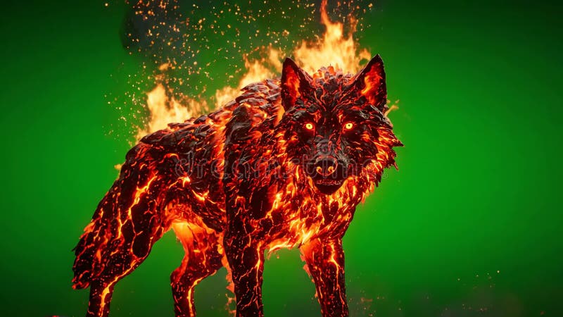 Fiery Wolf with Glowing Eyes Stock Video - Video of spirit ...