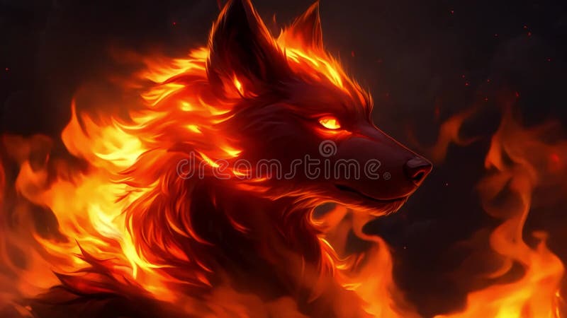 Fiery Wolf Portrait, Dark Background, Game Asset Stock Footage - Video ...