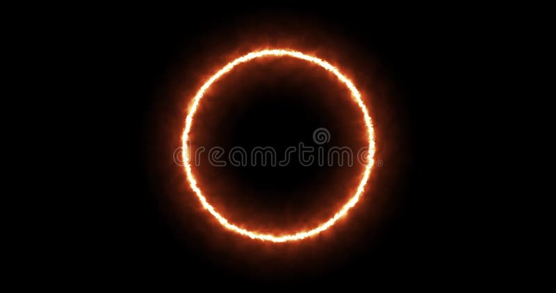 Fiery Yellow Red Ring on a Black Background. Abstract Circle of Solar ...