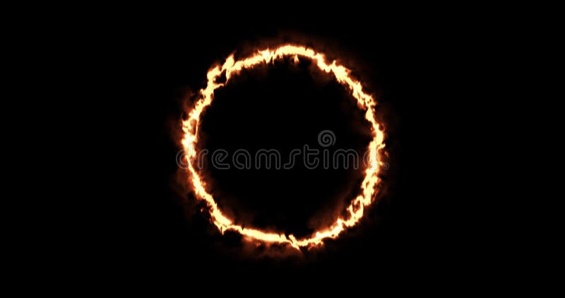 Fiery Yellow Red Ring on a Black Background. Abstract Circle of Solar ...