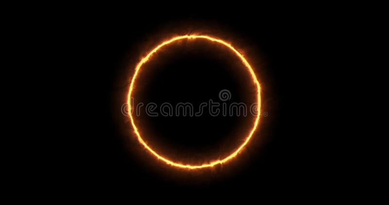 Fiery Yellow Red Ring on a Black Background. Abstract Circle of Solar ...