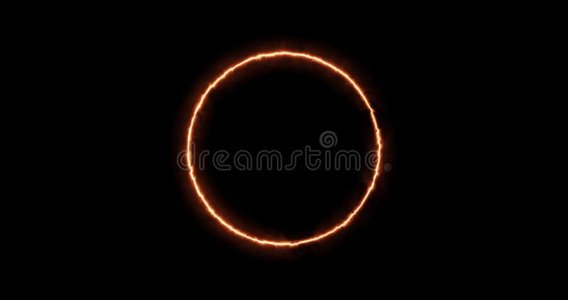 Fiery Yellow Red Ring on a Black Background. Abstract Circle of Solar ...