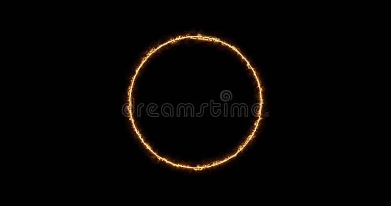 Fiery Yellow Red Ring on a Black Background. Abstract Circle of Solar ...