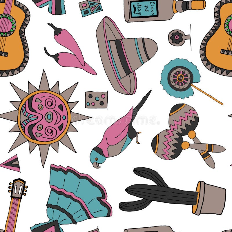 Fiesta elements stock vector. Illustration of green, music - 53392444