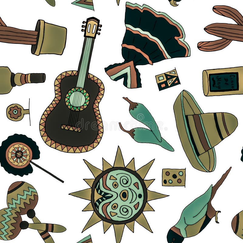 Fiesta elements stock vector. Illustration of green, music - 53392444