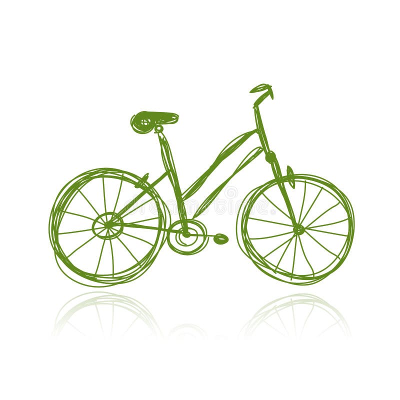Fiets Groene Schets Voor Uw Ontwerp Vector Illustratie - Illustration ...