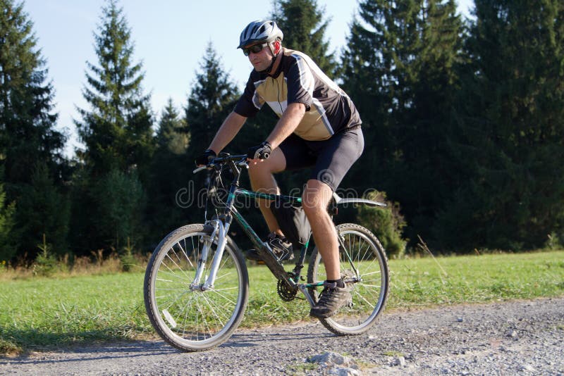 Fietser op bossleep stock foto. Image of gezond, avontuur - 26967188