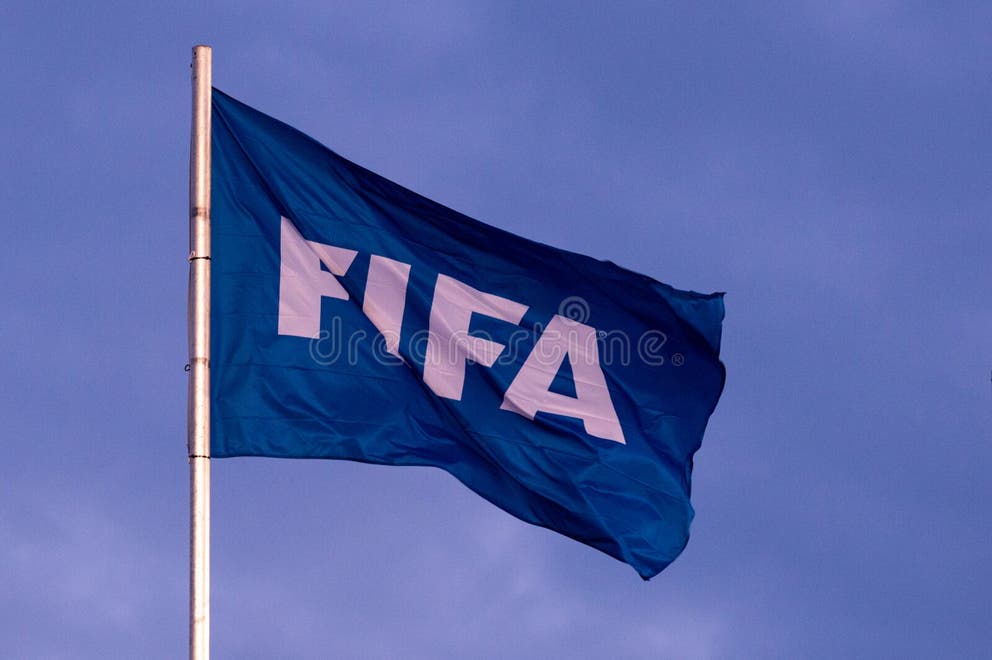 FIFA flag on the stadium editorial stock image. Image of emblem - 309102929