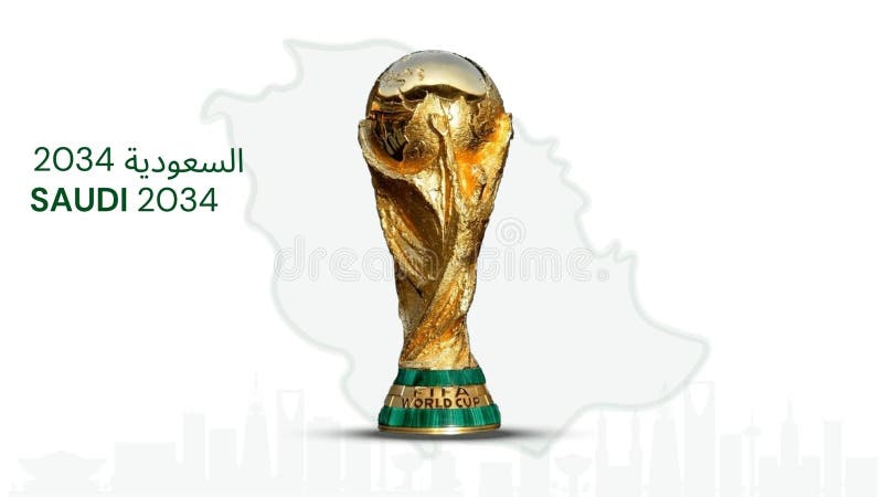 Fifa World Cup 2034 Host Saudi Arabia with Trophy Isolated on White ...