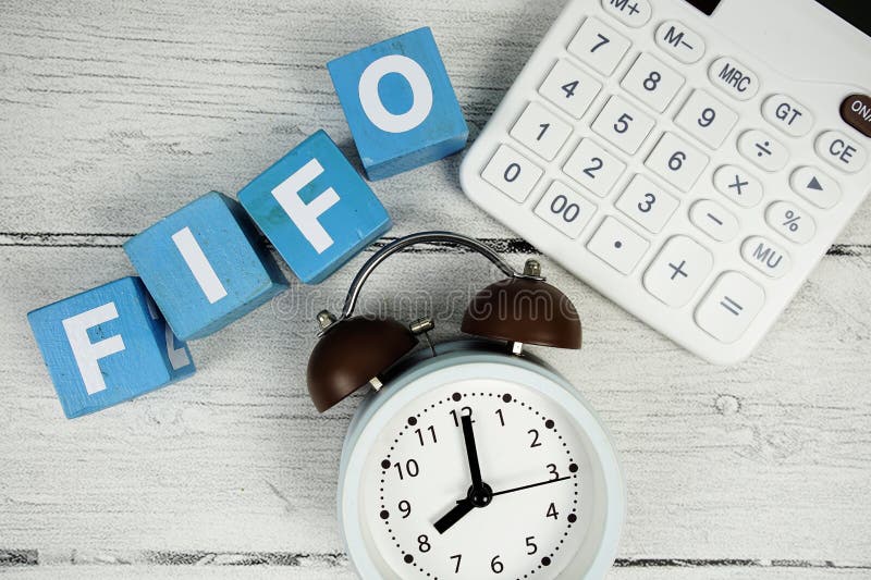 FIFO (First in, First Out) Text with Alarm Clock and Calculator on ...