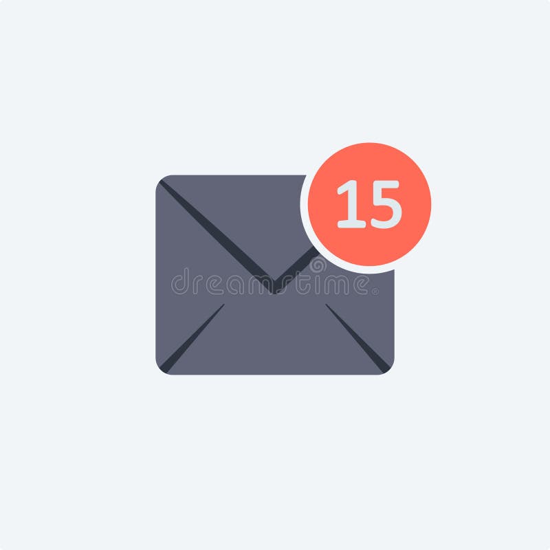 Fifteen New Message Icon in Flat Style on White Background Stock Vector ...