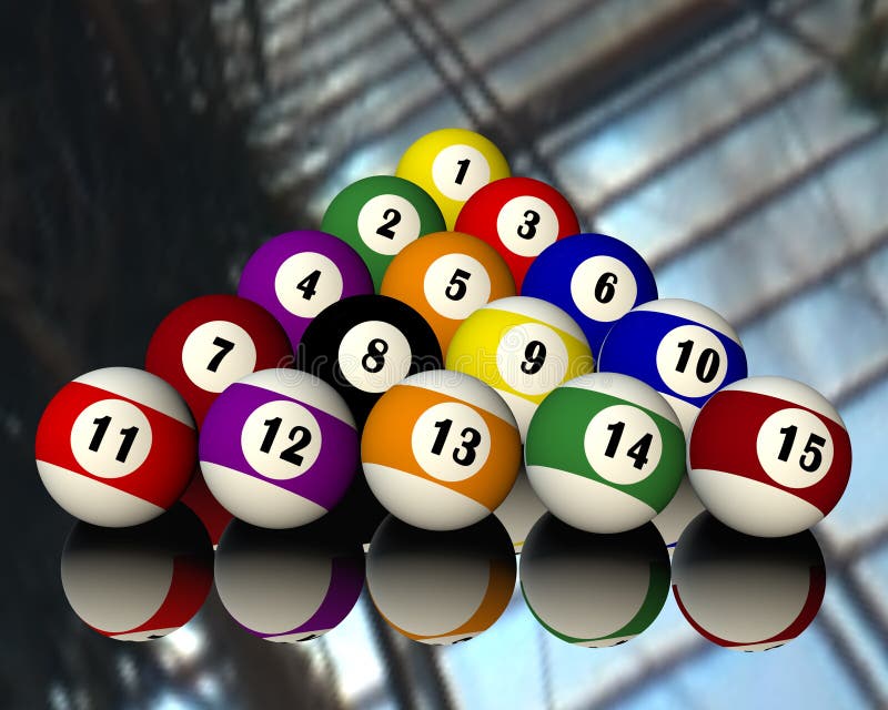 Fifteen Pool Billiard Balls Stock Illustration - Illustration of black ...