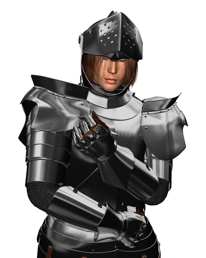 Medieval Knight in Bronze Armour in a Victory Pose Stock Illustration ...