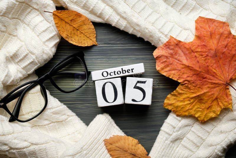 Fifth Day of Autumn Month Calendar October Stock Image - Image of ...