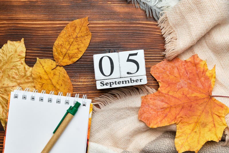 Fifth Day of Autumn Month Calendar September Stock Photo - Image of ...