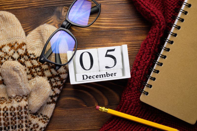 Fifth Day of Winter Month Calendar December Stock Image - Image of ...
