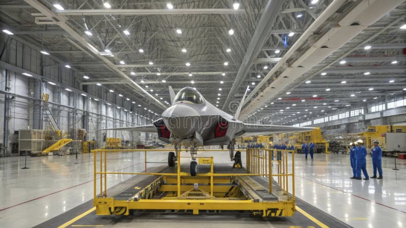 Fifth Generation Fighter Jet Undergoing Maintenance Inside a Hangar ...
