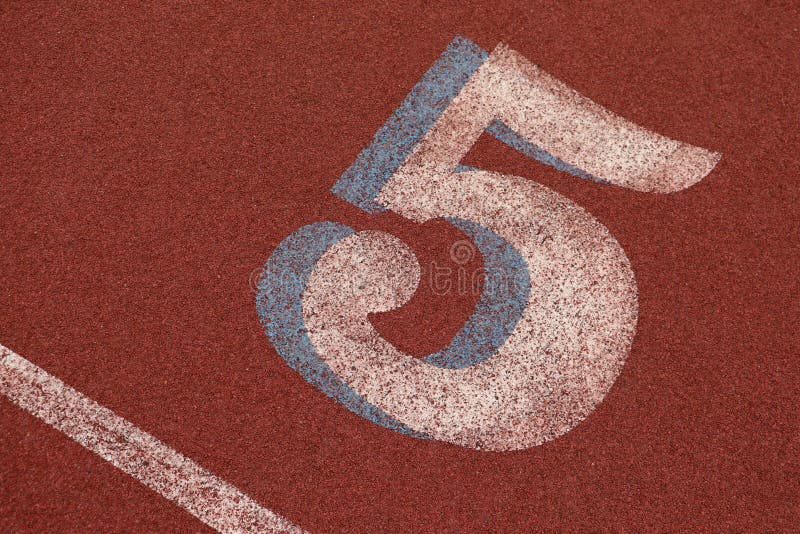 Fifth Lane on an Athletics Track Showing a Number Five Stock Photo ...