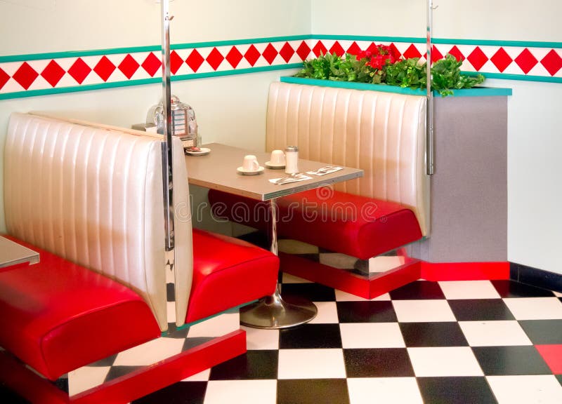 Fifties Style Restaurant Diner Table Stock Image - Image of spoon ...