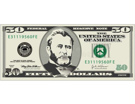 Fifty dollar bill stock vector. Illustration of financial - 5973881