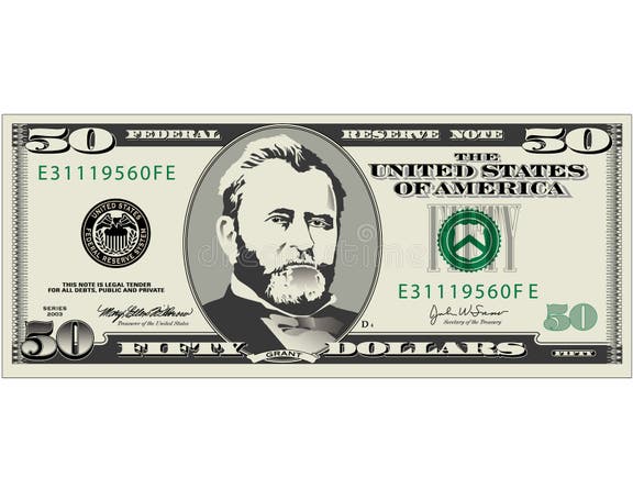 Fifty dollar bill stock vector. Illustration of financial - 5973881