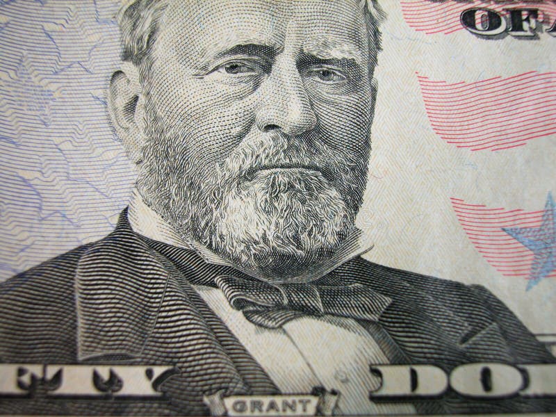 Fifty Dollar Bill-Grant Centered Stock Photo - Image of payment ...