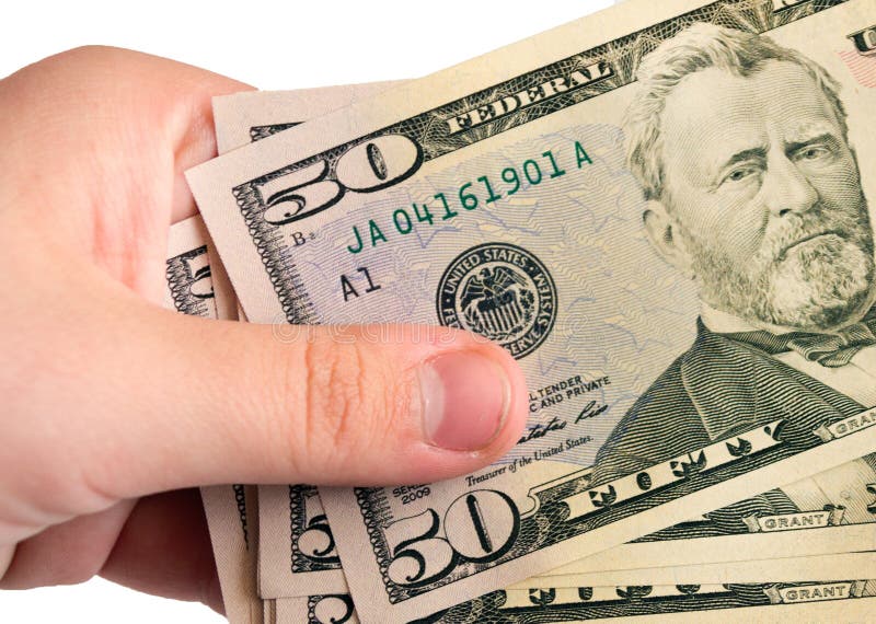 Fifty Dollars with One Note. 50 Dollars Stock Image - Image of closeup ...