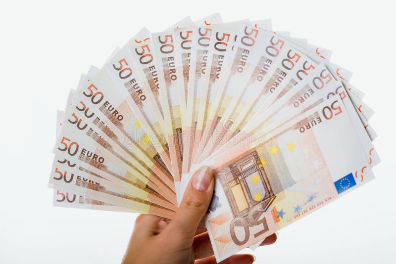 Two piles of fifty euros stock image. Image of money, piled - 2816335