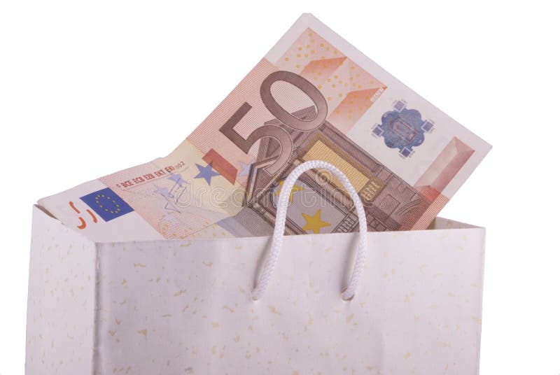 Fifty euro in bag stock image. Image of euro, shopping - 10365349