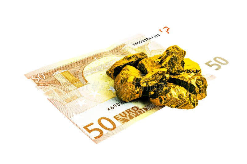Golden Nuggets Close Up Isolated on White Stock Image - Image of luck ...