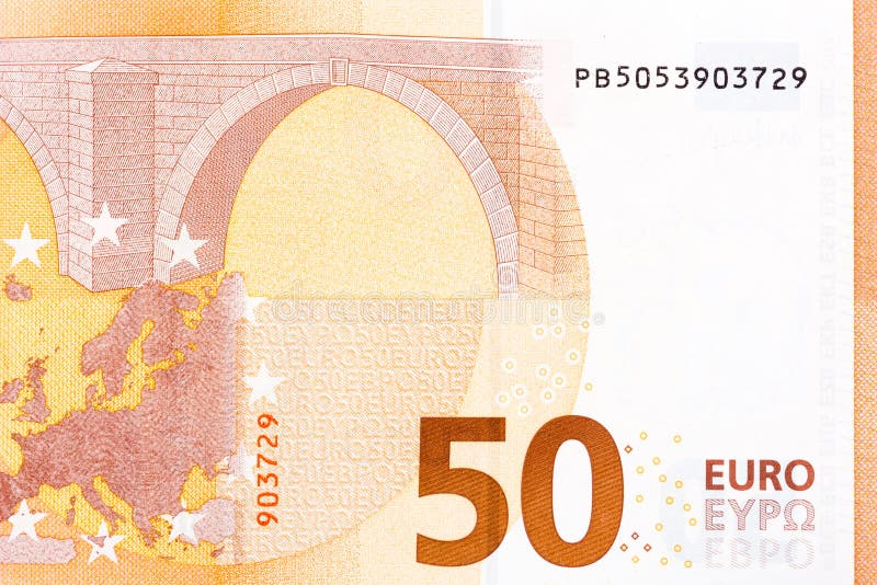 Back Side of 100 Euro - Macro Fragment Banknote. Stock Image - Image of ...