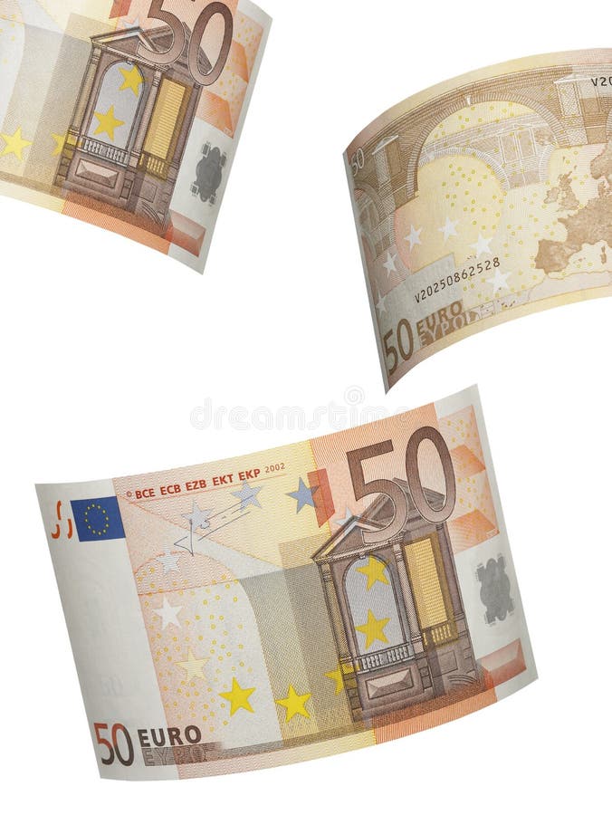 Fifty Euro Bill Collage Isolated on White Stock Photo - Image of ...