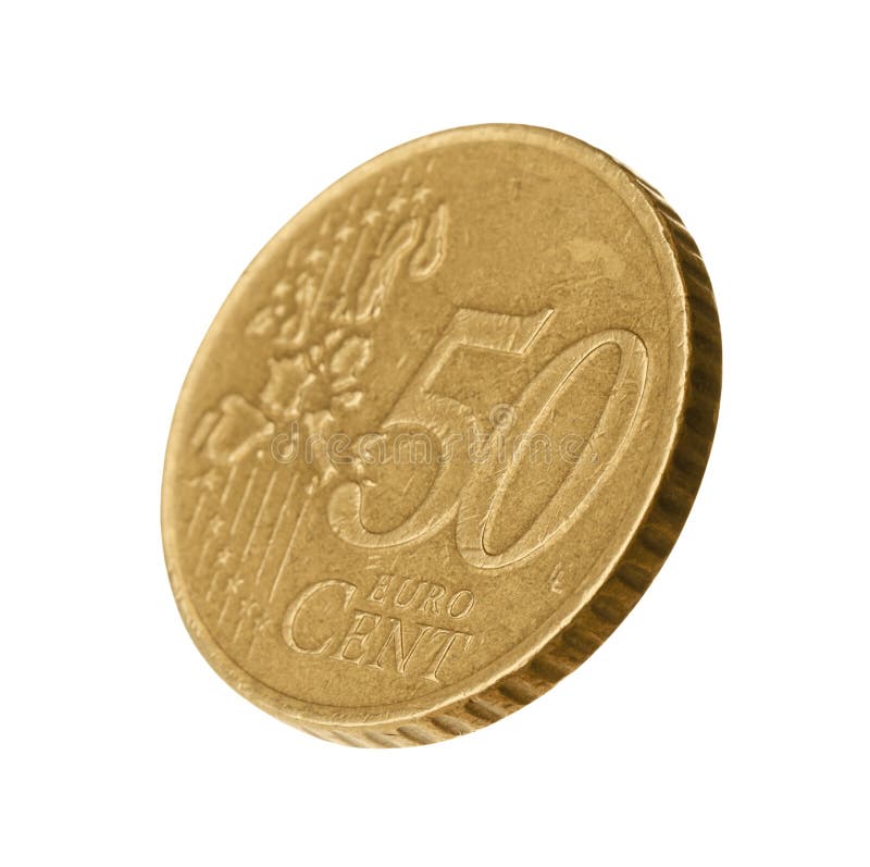 Fifty Euro Cent Coin Isolated on White Stock Photo - Image of exchange ...