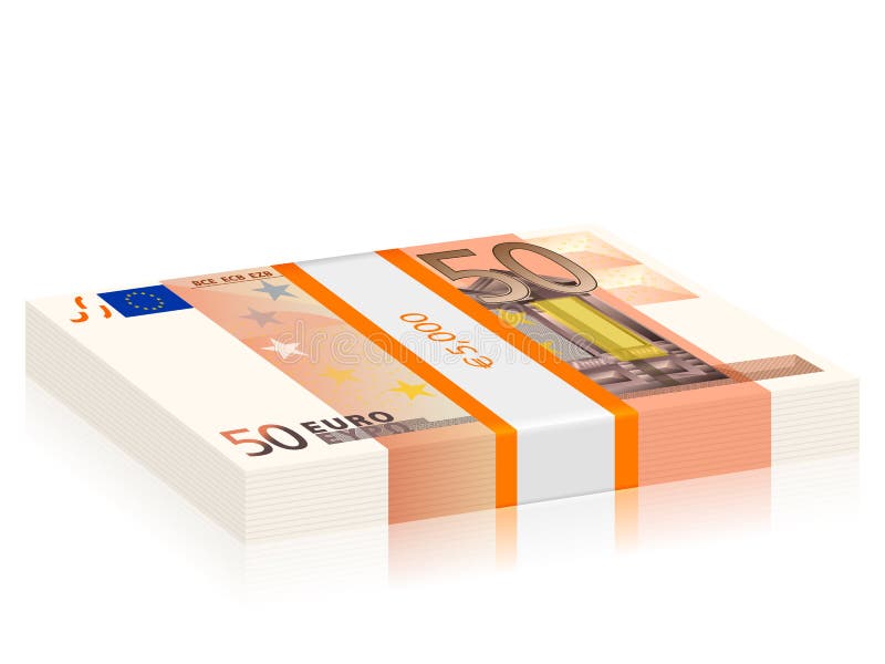 Stack of 50 Euro Bills, Isolated on White Stock Photo - Image of fifty ...
