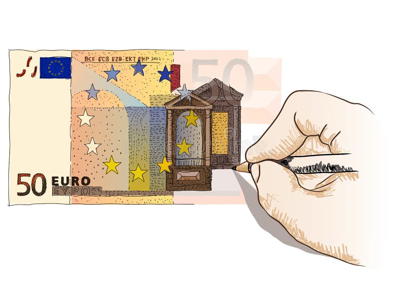 Fifty euro stock vector. Illustration of payment, draw - 36428268