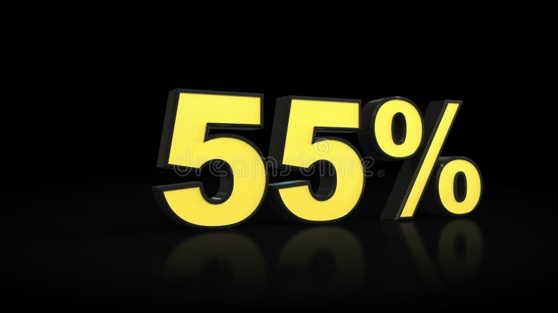 Fifty-five 55 Percent 3D Rendering Stock Illustration - Illustration of ...