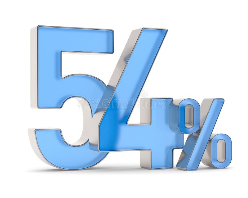 Fifty Four Percent on White Background. Isolated 3D Illustration Stock ...