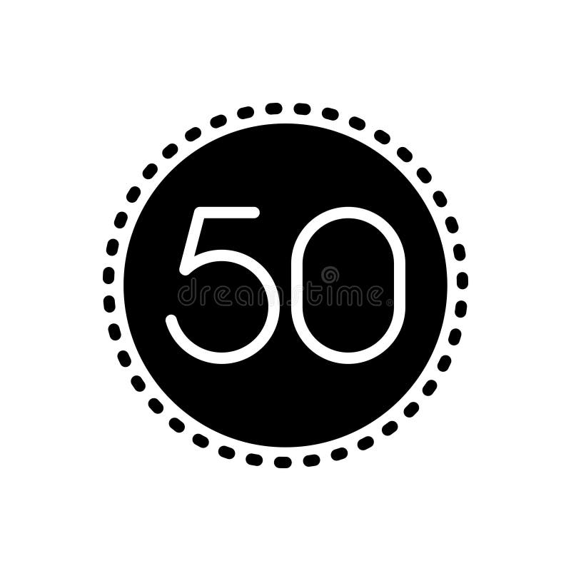 Black Solid Icon for Fifty, Number and Count Stock Vector ...