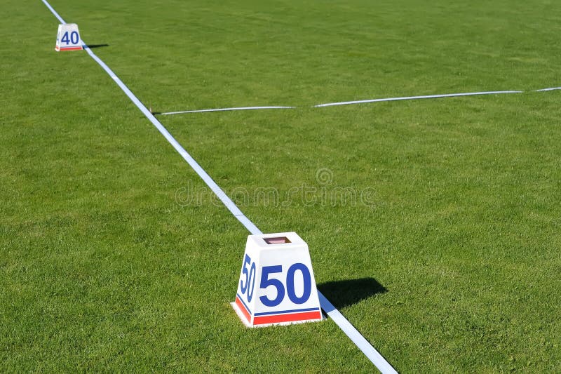 Fifty-meter mark stock image. Image of discus, mark, effect - 21197583