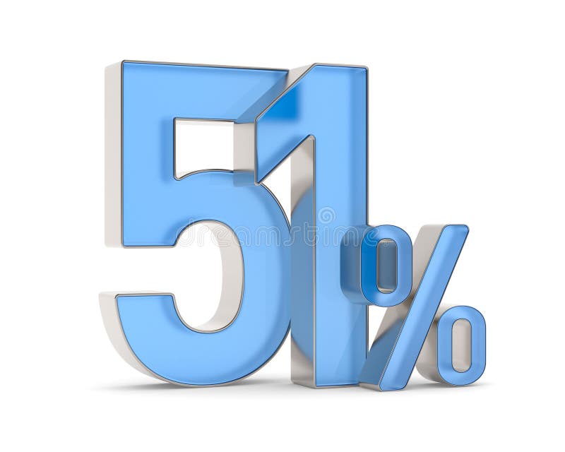 Fifty One Percent on White Background. Isolated 3D Illustration Stock ...