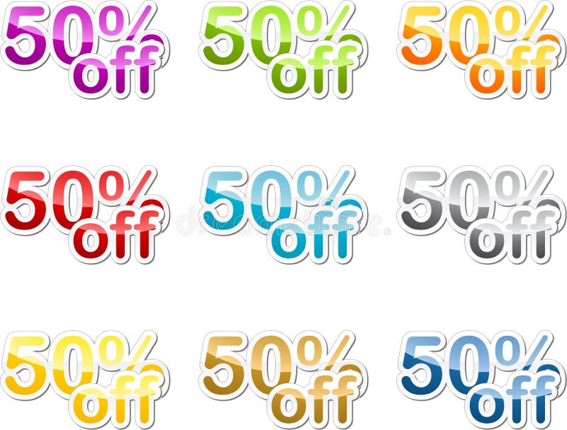 Fifty percent off sticker stock illustration. Illustration of discount ...