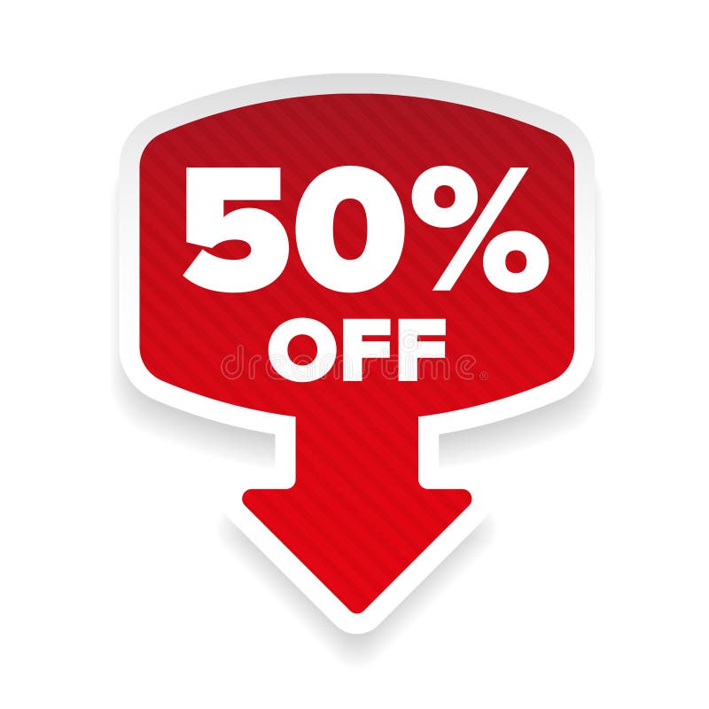 Fifty Percent Off Sticker with Arrow Stock Vector - Illustration of ...