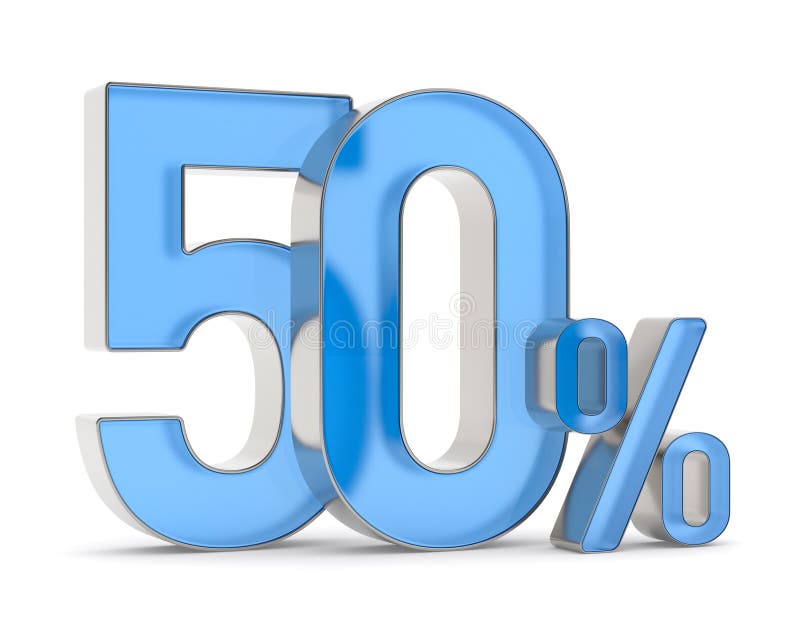 Fifty Percent on White Background. Isolated 3D Illustration Stock ...
