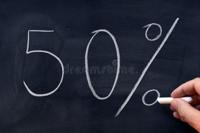 Fifty Percent Written on a Blackboard Stock Photo - Image of ...