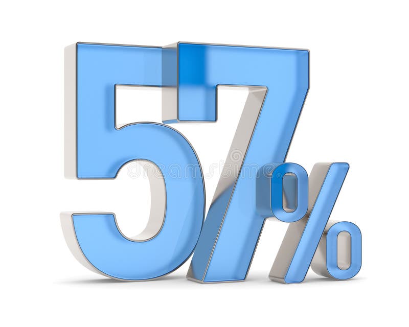 Fifty Seven Percent on White Background. Isolated 3D Illustration Stock ...